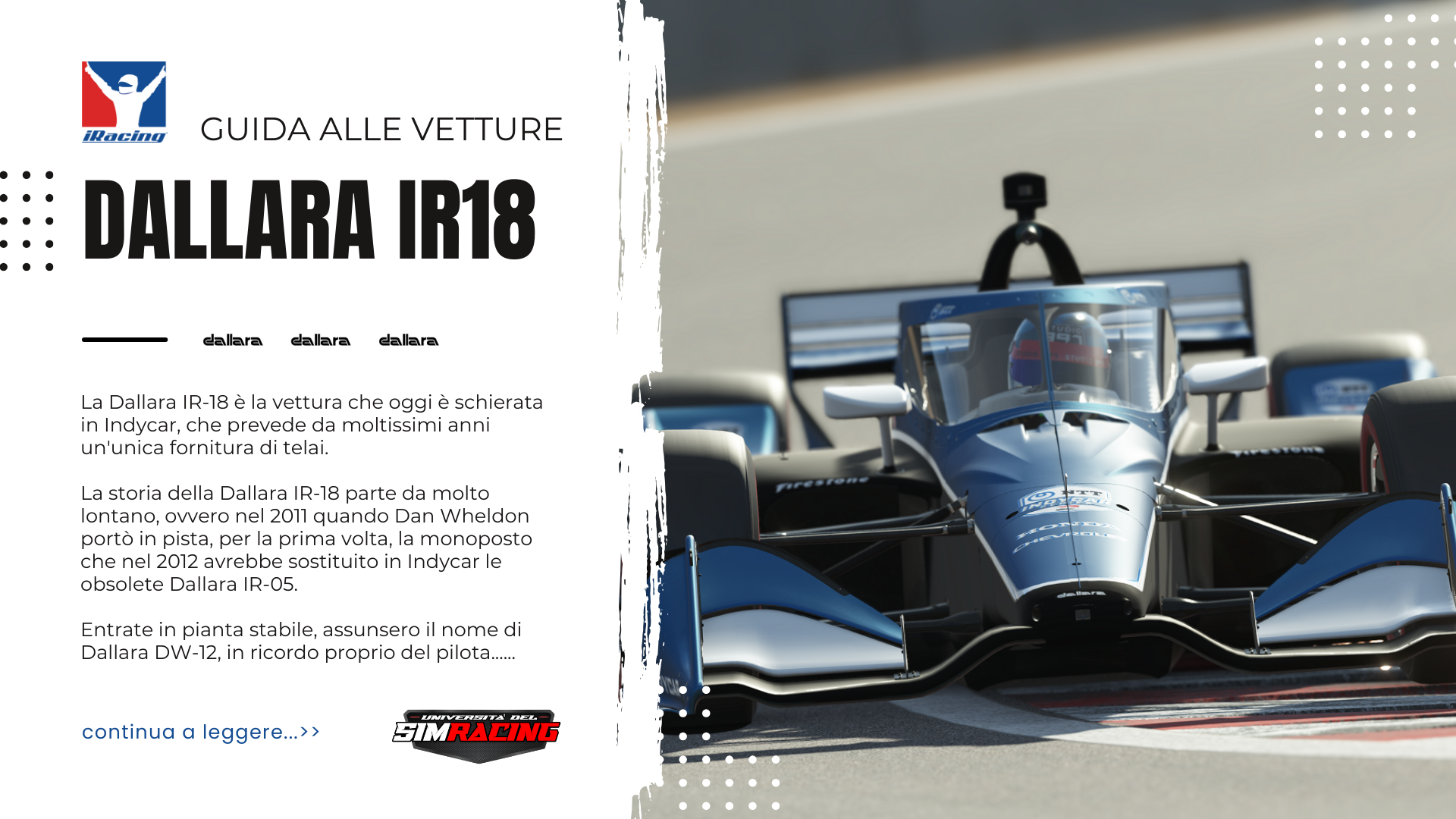 Dallara IR-18 su iRacing: La Guida per Iniziare